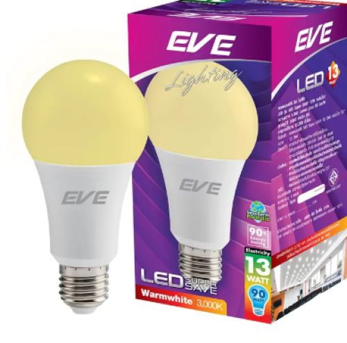 EVE หลอด LED A60 13W E27 WARMLIGHT ใช้งาน30000 ชม.
