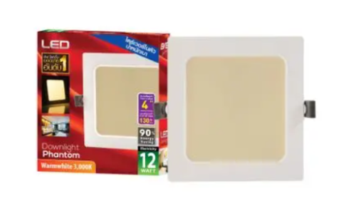 EVE โคมDOWNLIGHT LED PHANTOM หน้าเหลี่ยม 12W WARMLIGHT