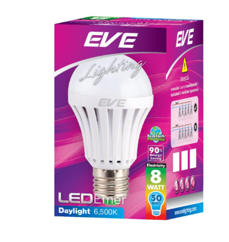 EVE หลอดLED A60 EMER 8W DAYLIGHT E27