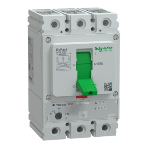 Circuit breaker, GoPact MCCB 250, 3 poles, 25kA at 415VAC, 200A rating ...