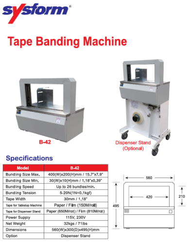 เครื่องรัดอัตโนมัติ ยี่ห้อ SYSFORM ซิสฟอร์ม รุ่น B-42