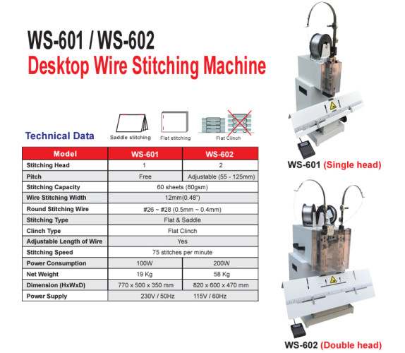 เครื่องเย็บลวด ยี่ห้อ SYSFORM รุ่น WS-602
