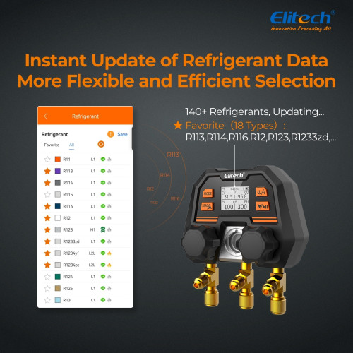 เกจ์วัดน้ำยาแอร์ แบบดิจิตอล สามารถเชื่อมต่อ APP ได้ ยี่ห้อ ELITECH รุ่น ...