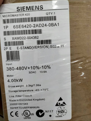 SIEMENS MICROMASTER 420 MODEL: 6SE6420-2AD24-0BA1 4.00KW 380-480V ราคา ...
