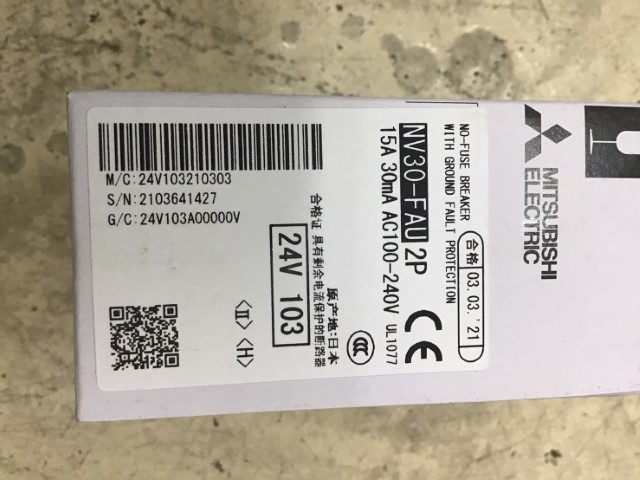 MITSUBISHI NV30-FAU 2P 15A 100-240V 30MA W ราคา 1740 บาท