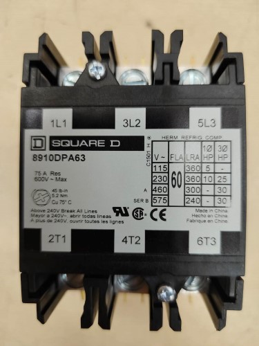 SQUARE D MAGNETIC CONTACTOR MODEL: 8910DPA63 60A ราคา 11,800 บาท