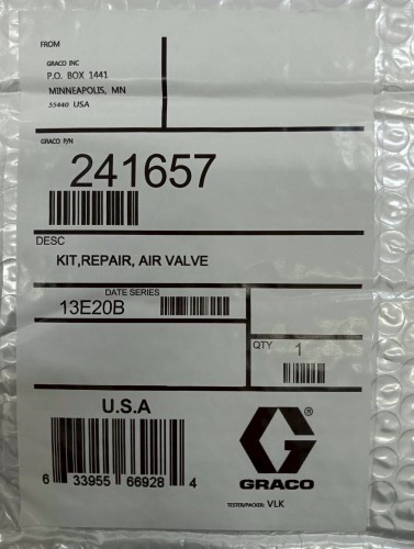 GRACO KIT REPAIR AIR VALVE MODEL: 241657 ราคา 3,040.00 บาท