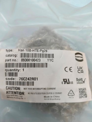 HARTING MODEL: HAN 10B-THE-PG29 PART NO. 09300100423 ราคา 1,080.00 บาท