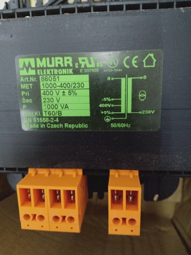 MURRELEKTRONIK 86051 Transformers for industrial machines P:1000VA IN:400V/230V+/- 5% ราคา28,000บาท