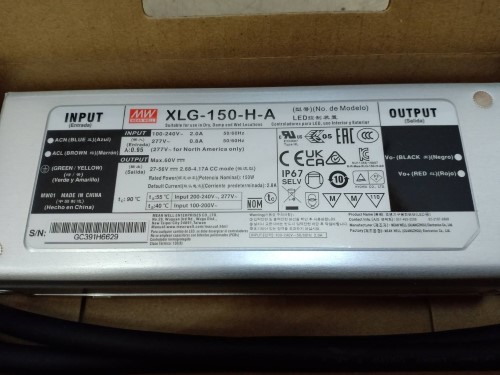 MEAN-WELL LED POWER SUPPLY XLG-150-H-A 27-56V 2800MA 150W ราคา 990 บาท
