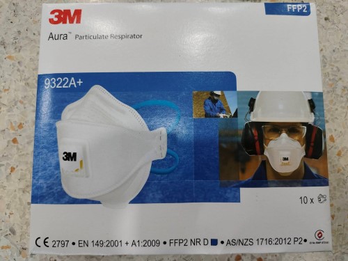 3M 9322A+ FFP2(10ชิ้นx1กล่อง) หน้ากากป้องกันฝุ่นละอองและฟูมโลหDust/Mist ...