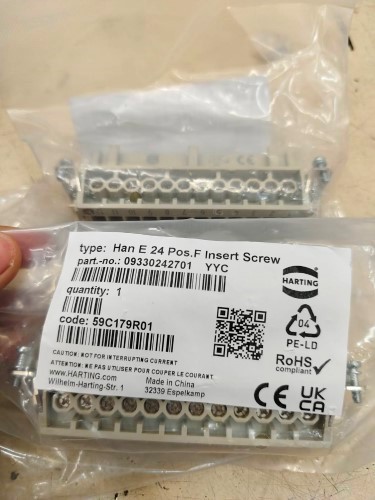 HARTING HAN 24E POS FEMALE INSERT SCREW : 09 33 024 2701 ราคา 613.60 บาท