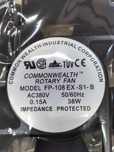 COMMONWEALTH FAN MODEL: FP-108EX-S1-B AC380V 0.15A 38W ราคา 580 บาท