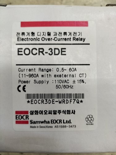 SCHNEIDE SAMWHA MODEL: EOCR-3DE 0.5-60AMPS ราคา 6,624 บาท