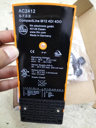 IFM ASI MODULE INPUT/OUTPUT COMPACT 4D1 4DO M12 MODEL: AC2412 10-30VDC ...