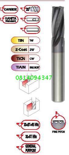 HANITA ROUGH CARBIDE ENDMILL DIA 8X8X25X100MM TIALN