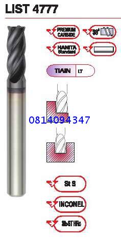 HANITA ROUGH CARBIDE ENDMILL DIA 8X8X25X100MM TIALN