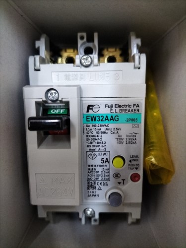FUJI BREAKER MODEL: EW32AAG-2P005A 2P 5A AC100-230V 15MA ราคา 1,578.94 บาท