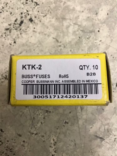 BUSSMANN KTK-2 2A 600V FUSE 10.3MM ราคา 244 บาท