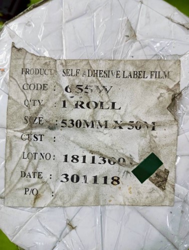 SELF ADHESIVE LABEL FILM 530MMX50M. 1 ROLL โทรสอบถามราคา ราคา 0.00 บาท