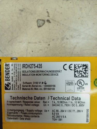 BENDER INSULATION MONITORING DEVICE IRDH275-435 ราคา 47,900 บาท