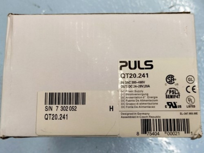 PULS DIMENSION POWER SUPPLY MODEL: QT20.241 IN.3AC 380-480V OUT.DC24 ...