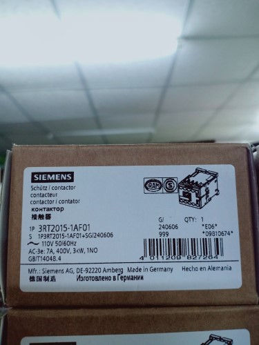 SIEMENS CONTACTOR MODEL: 3RT2015-1AF01 110VAC ราคา 614.29 บาท