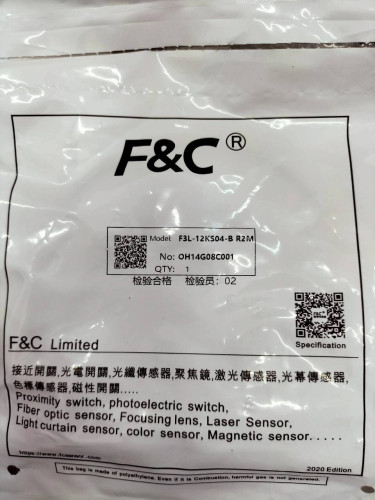 F&C INDUCTIVE PROXIMITY SENSOR DIA 12 MODEL: F3L-12KS04-B R2M ราคา 500. ...