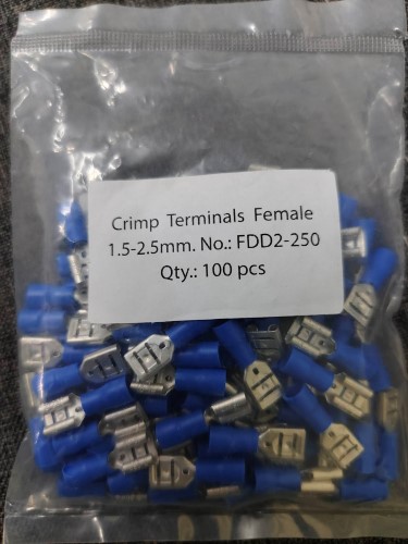 หางปลาเสียบแบนตัวเมียเปลือย FDD2.250 1.5-2.5MM. BLUE/สีน้ำเงิน ราคา 1 บาท