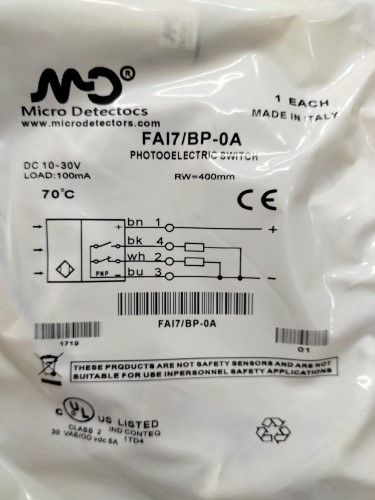 MICRO DETECTOR PHOTO SENSOR MODEL: FAI7/BP-0A ราคา 1,000.00 บาท