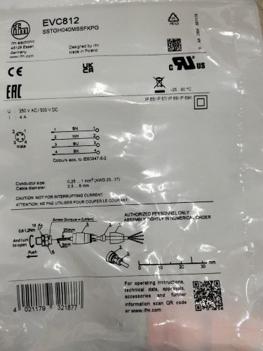 IFM CONNECTOR MODEL: EVC812 ราคา 590.00 บาท