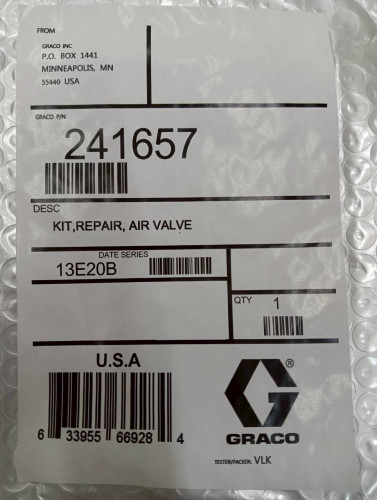 GRACO REPAIR KIT,REPAIR,AIR VALVE MODEL: 241657 ราคา 3,040.00 บาท