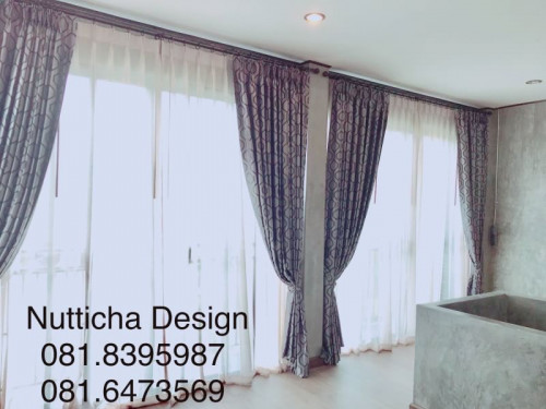 ผ้าม่าน Dim Out UV. ม่านจีบ รางโชว์