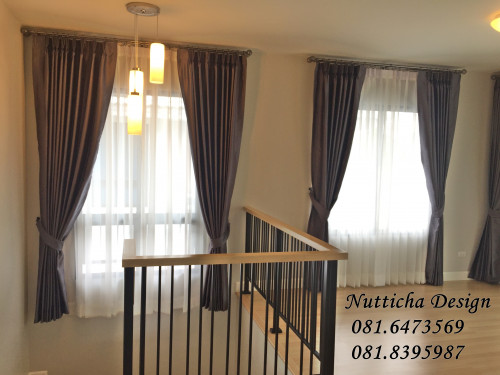 ผ้าม่าน Dim Out UV. ม่านจีบ รางโชว์