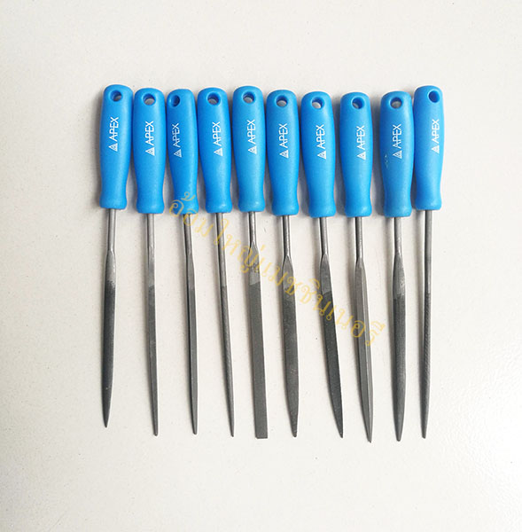 ตะไบชุดด้ามฟ้า 3x140 มม. 10ตัว/ชุด APEX