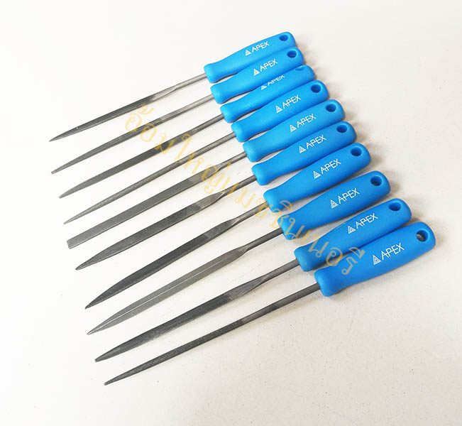 ตะไบชุดด้ามฟ้า 3x140 มม. 10ตัว/ชุด APEX