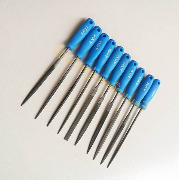 ตะไบชุดด้ามฟ้า 3x140 มม. 10ตัว/ชุด APEX