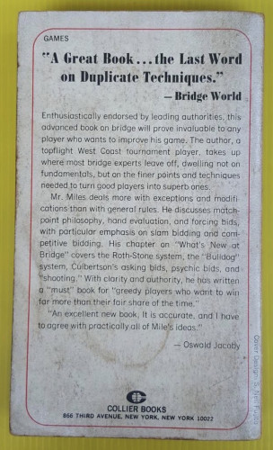 HOW TO WIN AT DUPLICATE BRIDGE by Marshall Miles