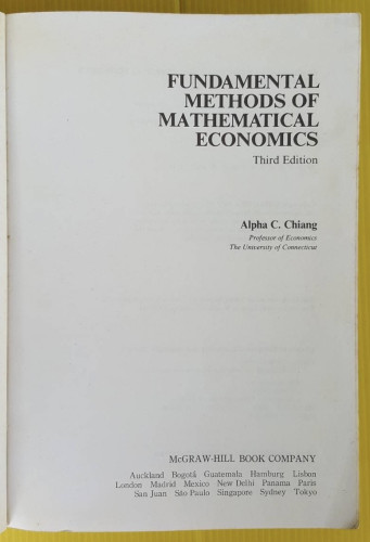 Fundamental Methods of Mathematical Economics by Alpha C. Chiang