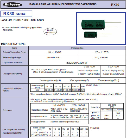 C Rubycon RX30 1000uF 35V