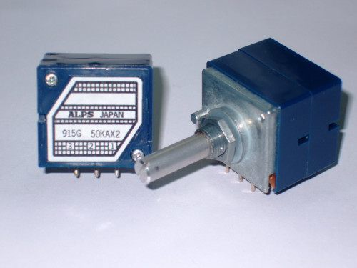 Pot Alps RK27 Dual Blue Velvet 10KA, 10KB, 20KA, 50KA, 100KA, 250KA