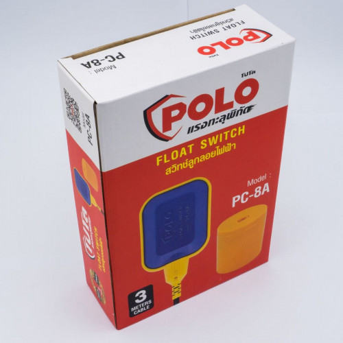 POLO PC-8A สวิทช์ลูกลอยไฟฟ้า แรงดันไฟฟ้าขนาด 220 โวลต์ กระแสสูงสุด 15แอมป์ สินค้าใหม่ 100%