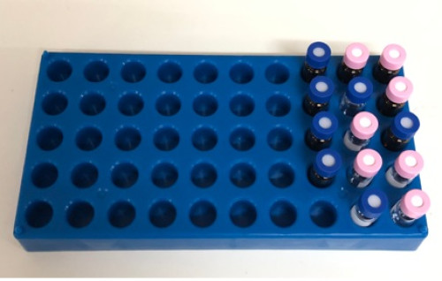 Rack for Vials, 2ml, 12mm diameter, Blue, 5x10 positions - China