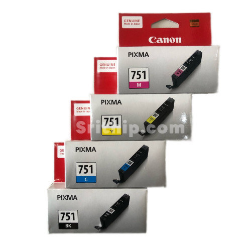 หมึกพิมพ์ Canon CLI - 751 (สีดำ สีฟ้า สีชมพู สีเหลือง)