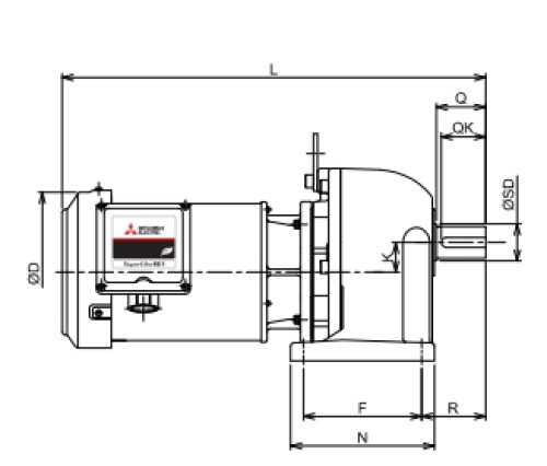 มอเตอร์เกียร์ มิตซูบิชิ รุ่น SF-QRGH 3HP 380V.(1:3) 480rpm.
