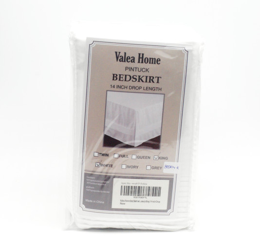 Valea Home : VLHBESKW-K* ผ้าคลุมชายเตียง Bed Skirt with Stitch on White ...