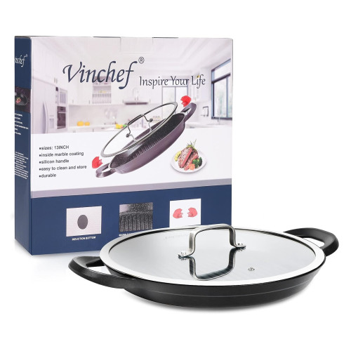 Vinchef : VCFAMZ001* กะทะย่าง Nonstick Grill Pan Skillet, 13 Inch.