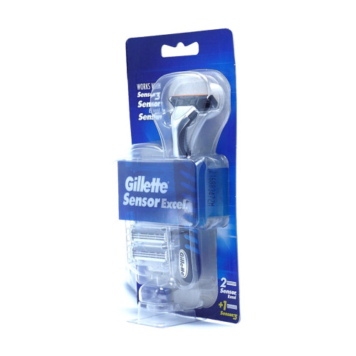Gillette : GILSHE-3* มีดโกนหนวด Sensor Excel Razor Handle with 3 cartridges