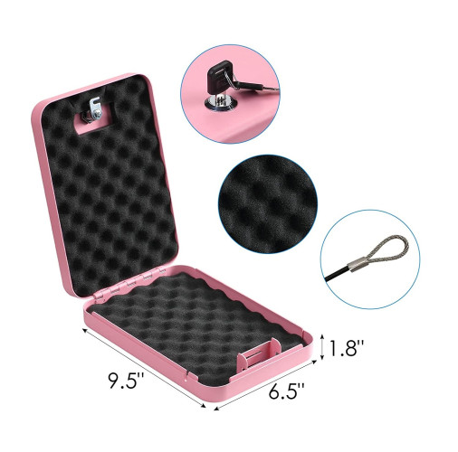 Tenamic : TNMPS-PNK* กล่องเซฟเก็บปืนพกพา Portable Travel Gun Safe, Pink