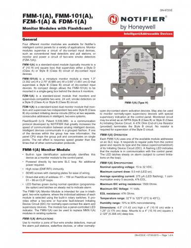 NOTIFIER FDM-1CH Addressable Dual Monitor Module